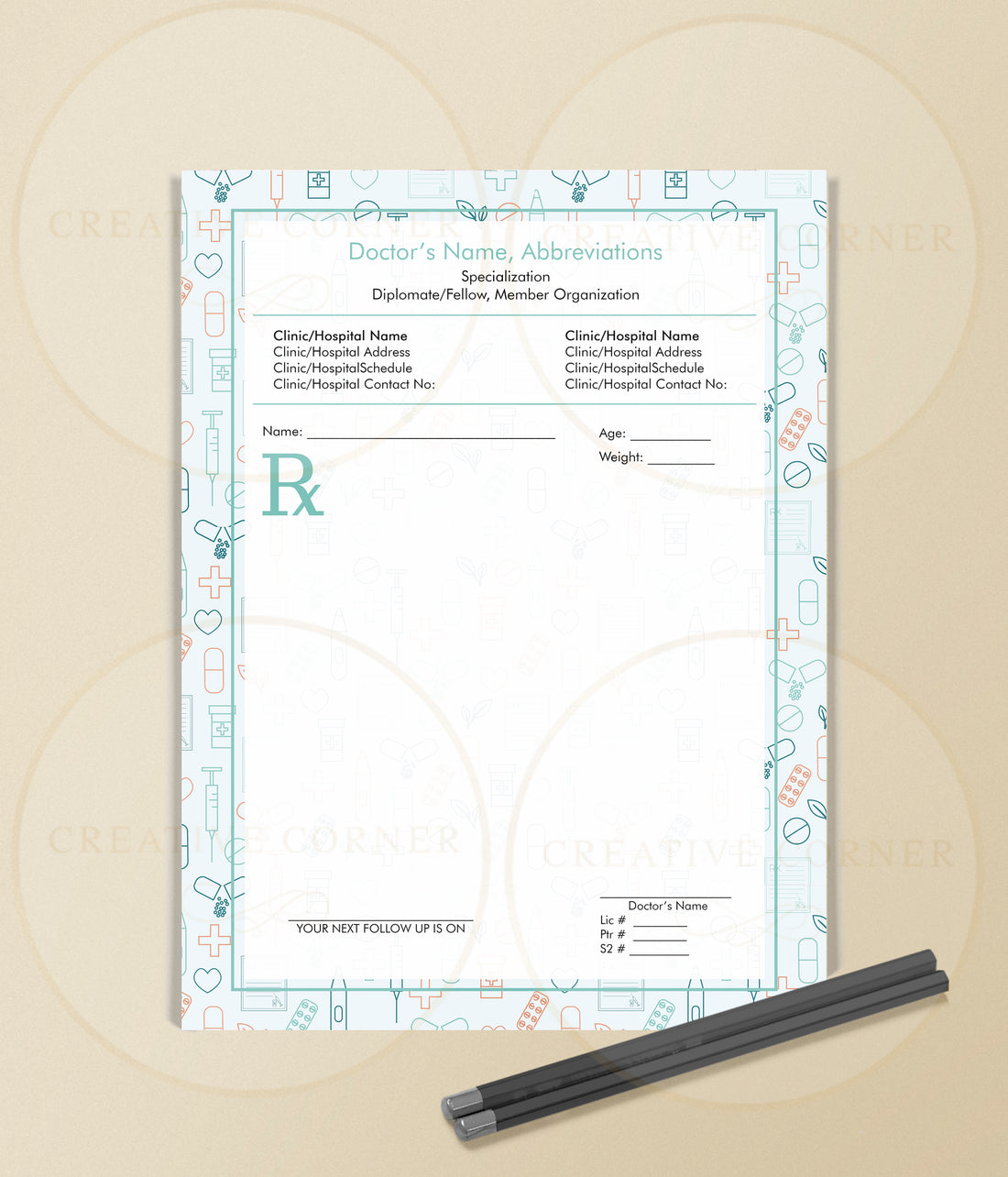 Personalized RX Pads RX-029 Creative Corner PH